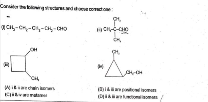 Solved Consider the following structures and choose correct | Chegg.com