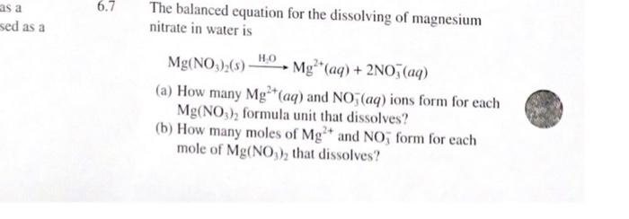 Solved The balanced equation for the dissolving of magnesium | Chegg.com