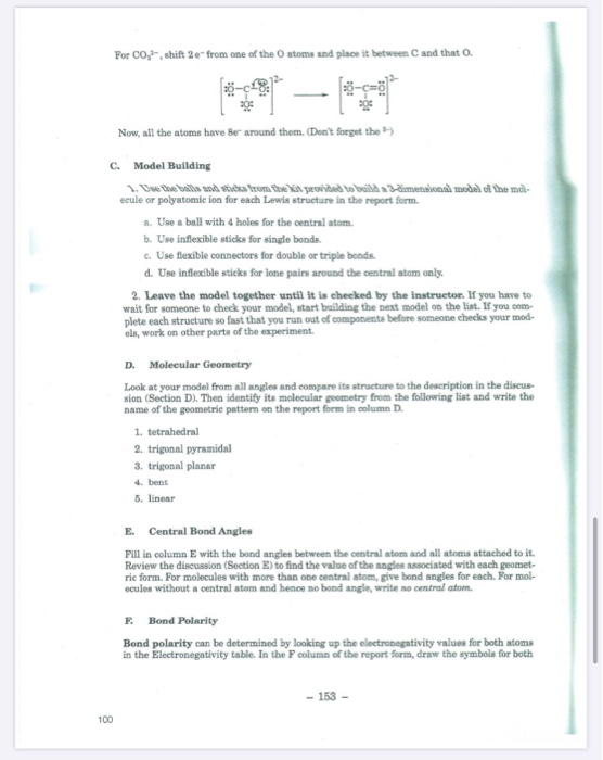 Solved EXPERIMENT 17 Lewis Structures and Molecular Models | Chegg.com