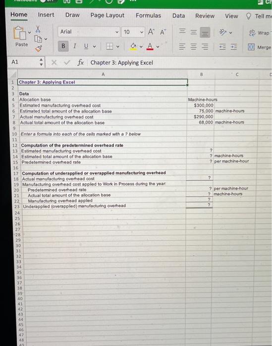Solved Hequired information Chapter 3: Applying Excel The | Chegg.com