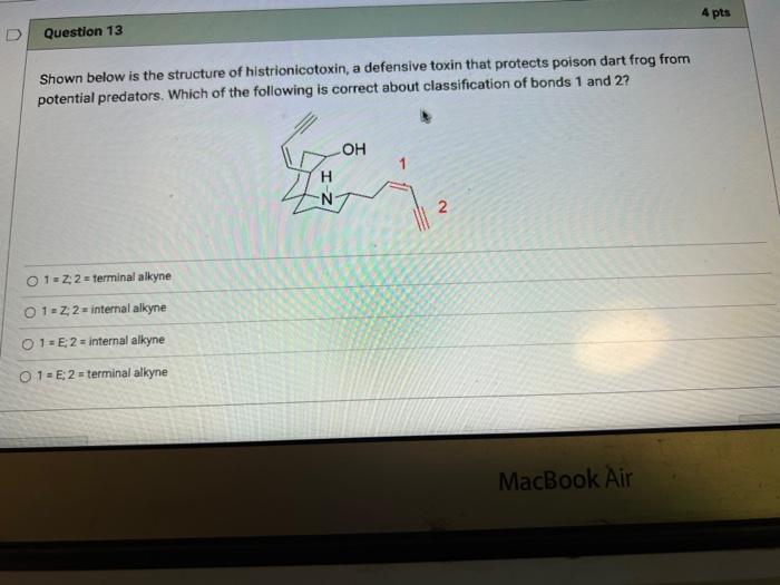 Solved A pts Question 13 Shown below is the structure of | Chegg.com