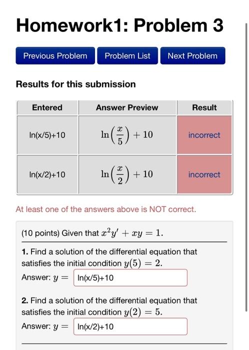 Solved Homework1: Problem 3 Results for this submission At | Chegg.com