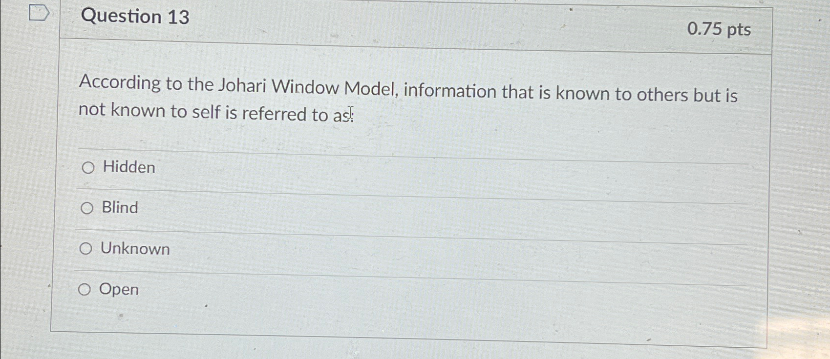 Solved Question 130.75 ﻿ptsAccording to the Johari Window | Chegg.com