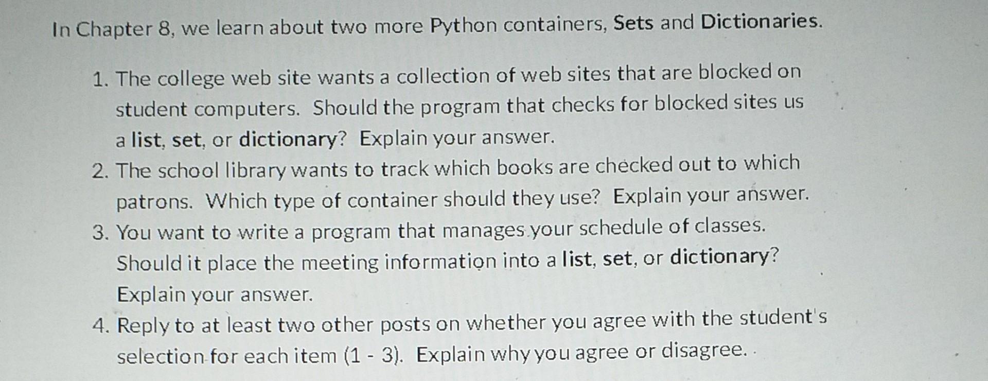 Solved In Chapter 8 , we learn about two more Python | Chegg.com
