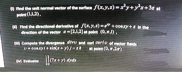 Solved m) Find the unit normal vector of the surface | Chegg.com