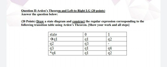 Solved Question II-Arden's Theorem and Left-to-Right LG (20 | Chegg.com