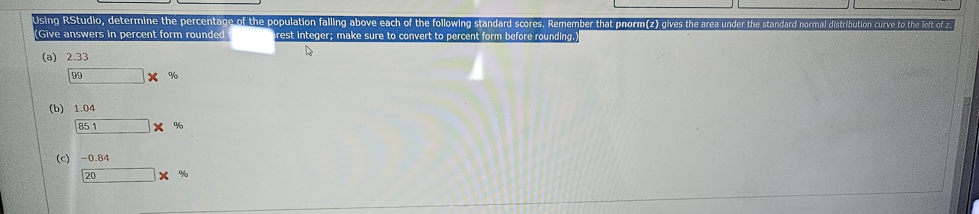 Solved Using RStudio, determine the percentage of the | Chegg.com