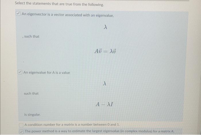 Solved Select the statements that are true from the | Chegg.com