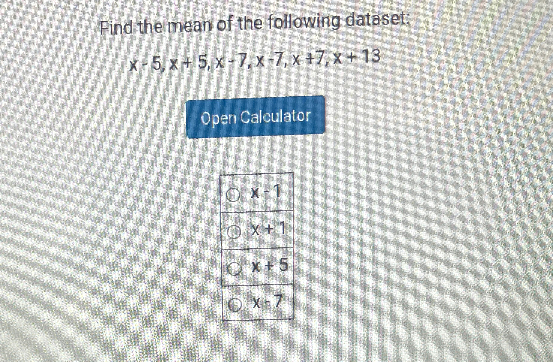 Solved Find the mean of the following | Chegg.com