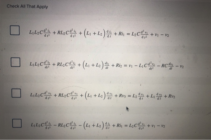 Solved Identify the system models for it, i2, and V3, given | Chegg.com