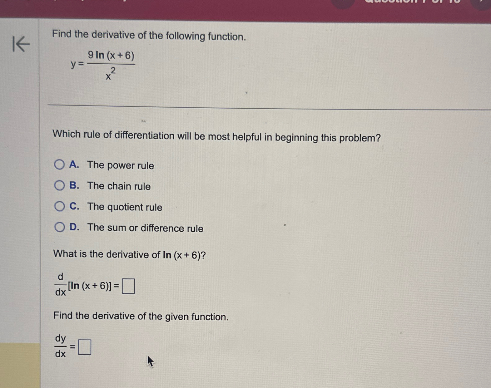 Solved Find the derivative of the following | Chegg.com