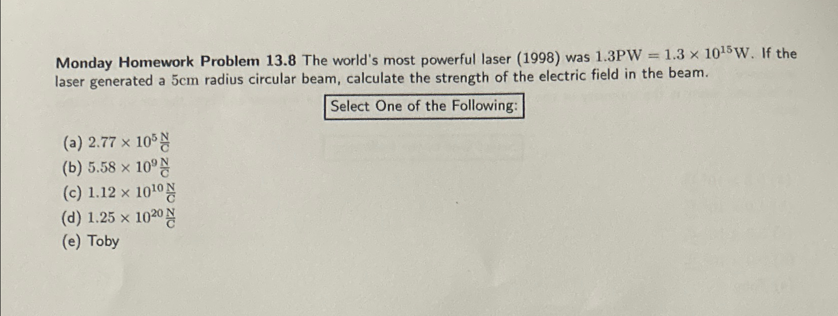 Solved Monday Homework Problem 13.8 ﻿The world's most | Chegg.com