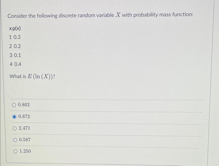 Solved Consider the following discrete random variable X | Chegg.com