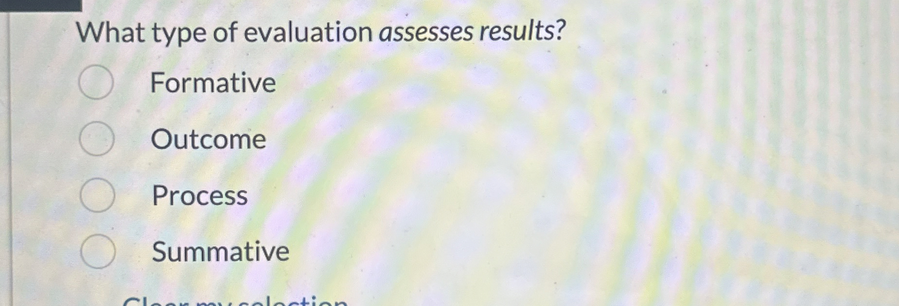 Solved What type of evaluation assesses | Chegg.com