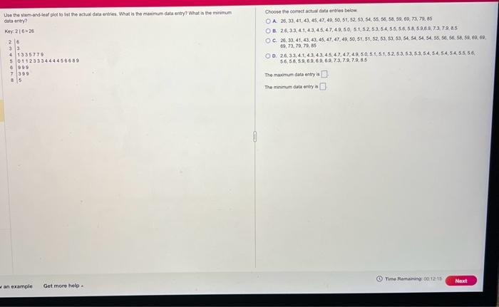 Solved Use the stem-and-leaf plot to list the actual data | Chegg.com