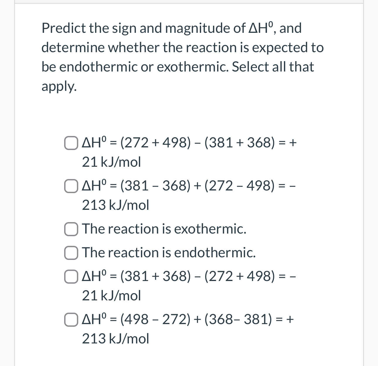 Solved Predict the sign and magnitude of ΔH0, ﻿and determine | Chegg.com
