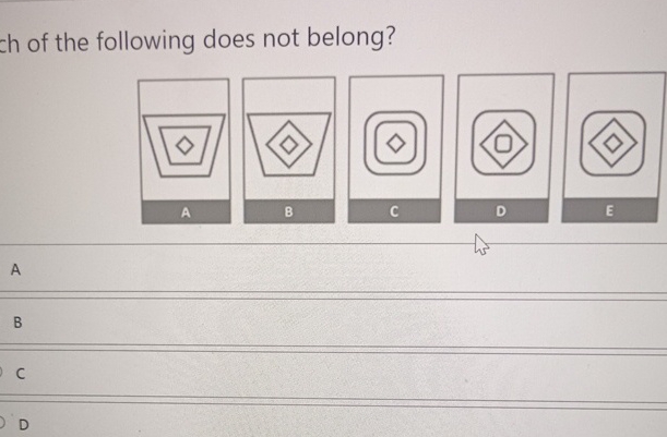 Solved ch of the following does not belong?ABCD | Chegg.com