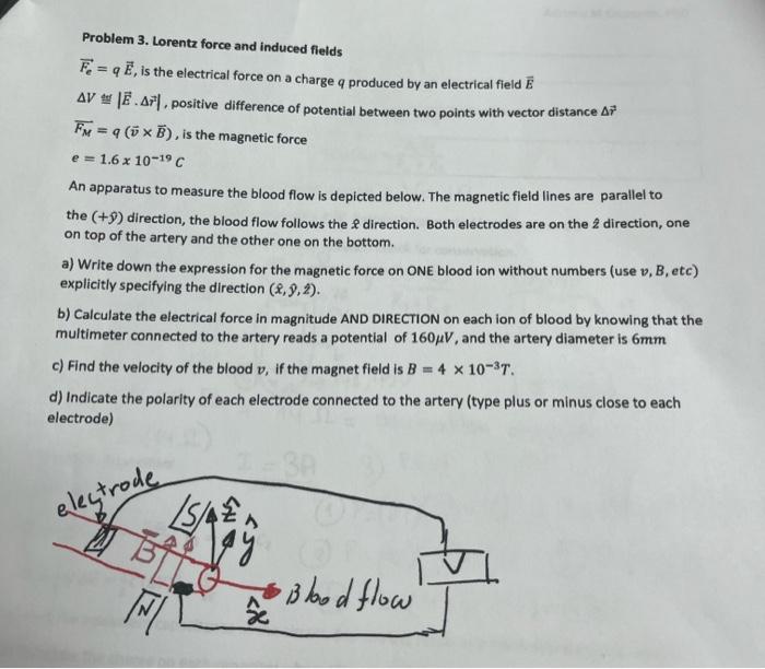 Solved Problem 3. Lorentz force and induced fields Fe=qE, is | Chegg.com