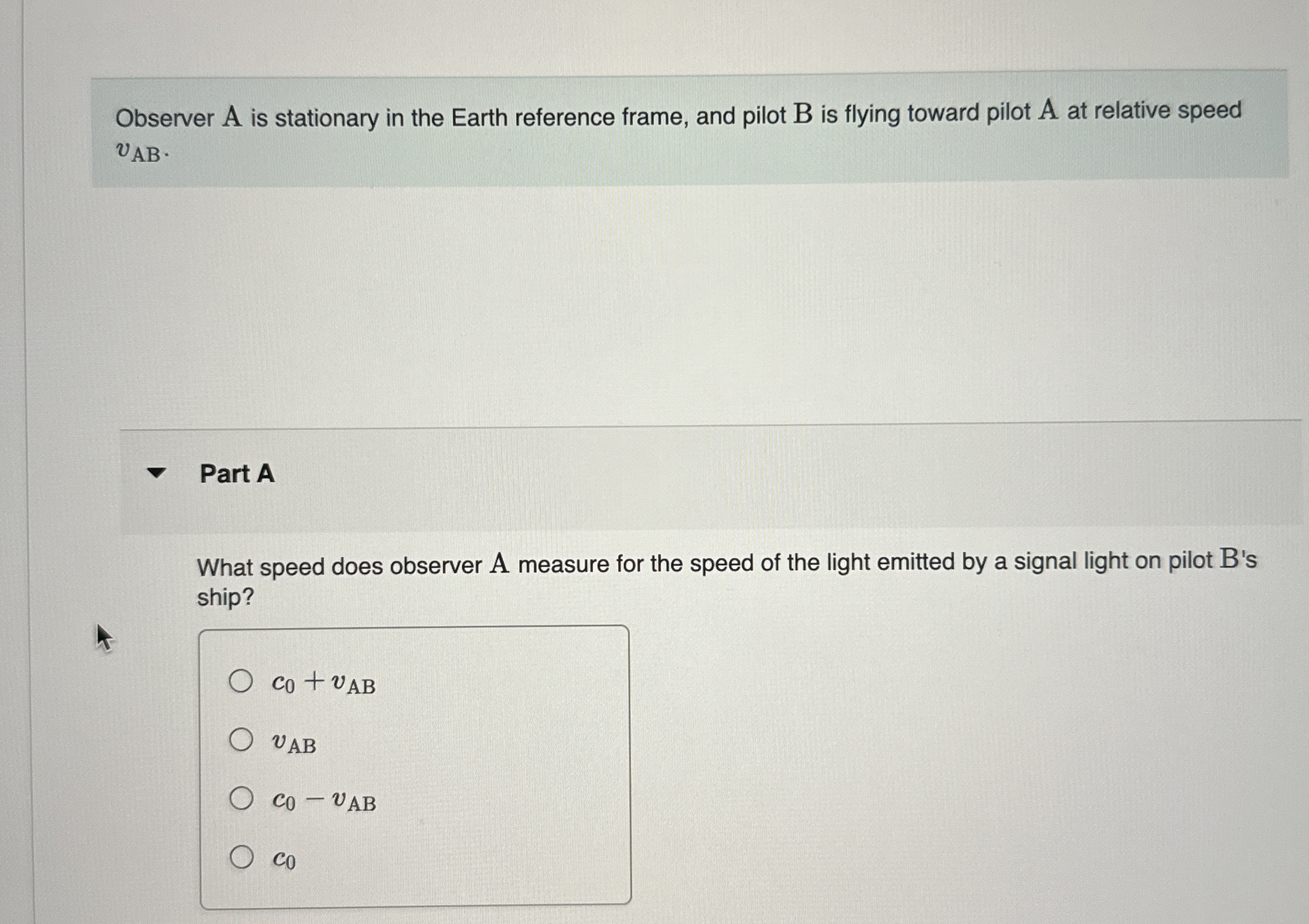 Solved Observer A is stationary in the Earth reference | Chegg.com