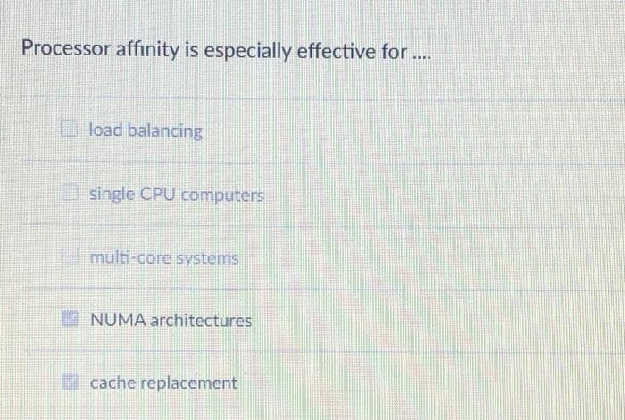 Solved Processor affinity is especially effective for .... | Chegg.com