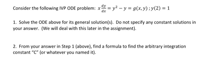 Solved Consider the following IVP ODE problem: x"* = y2 - y | Chegg.com