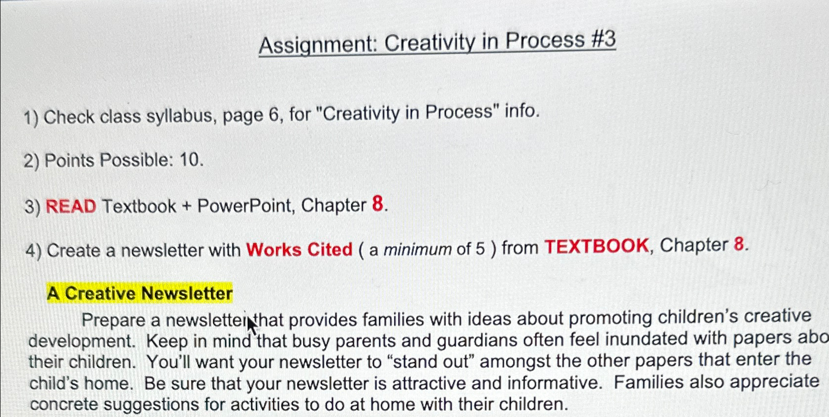 Solved Assignment: Creativity in Process #3Check class | Chegg.com