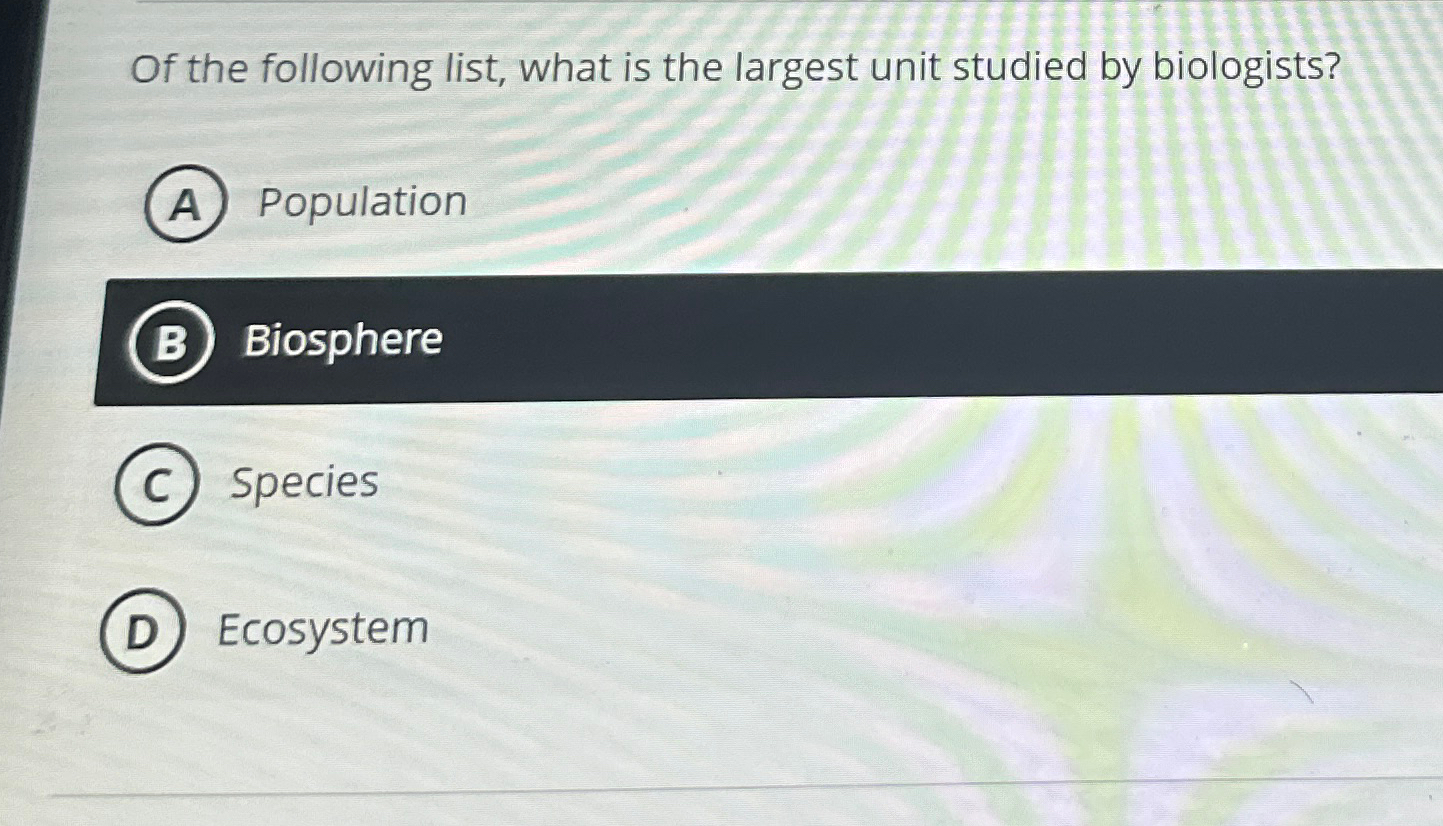 Solved Of the following list, what is the largest unit | Chegg.com