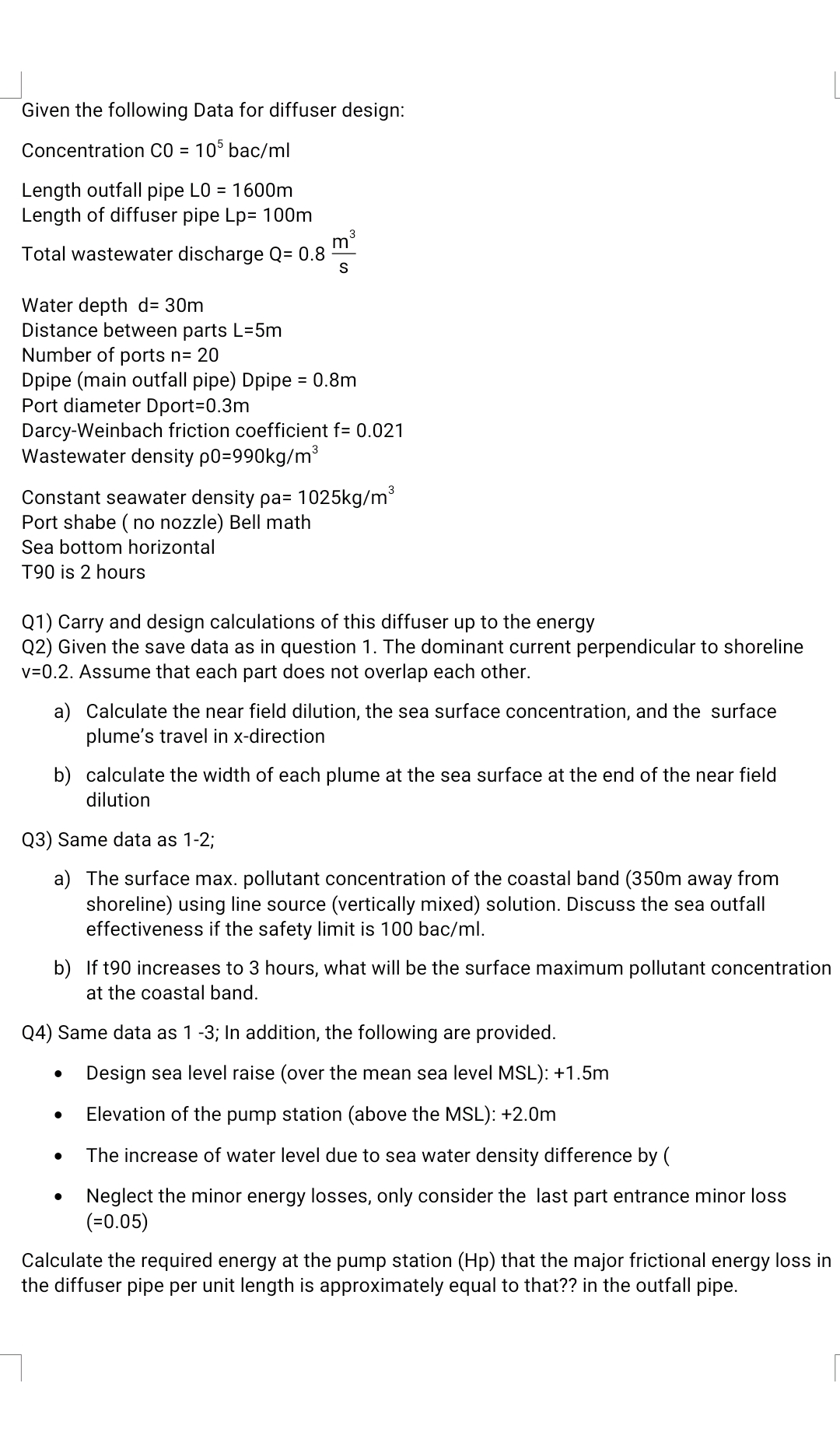 Solved Given the following Data for diffuser | Chegg.com