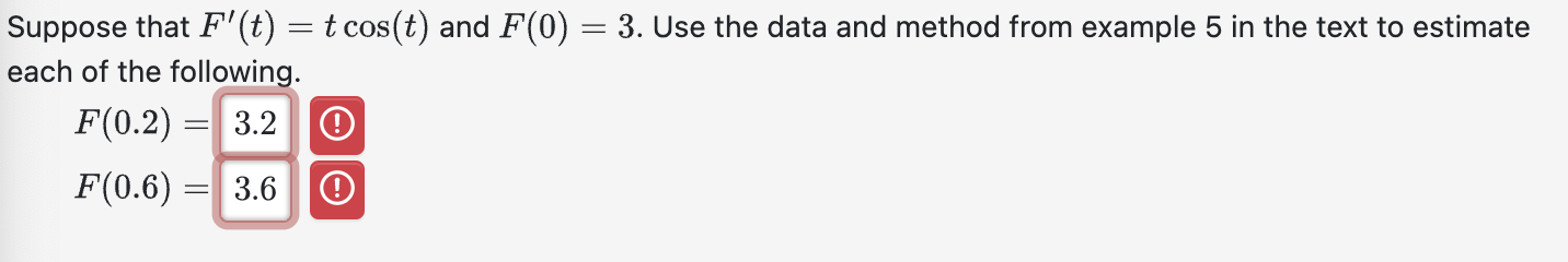 Solved Suppose that F'(t)=tcos(t) ﻿and F(0)=3. ﻿Use the data | Chegg.com