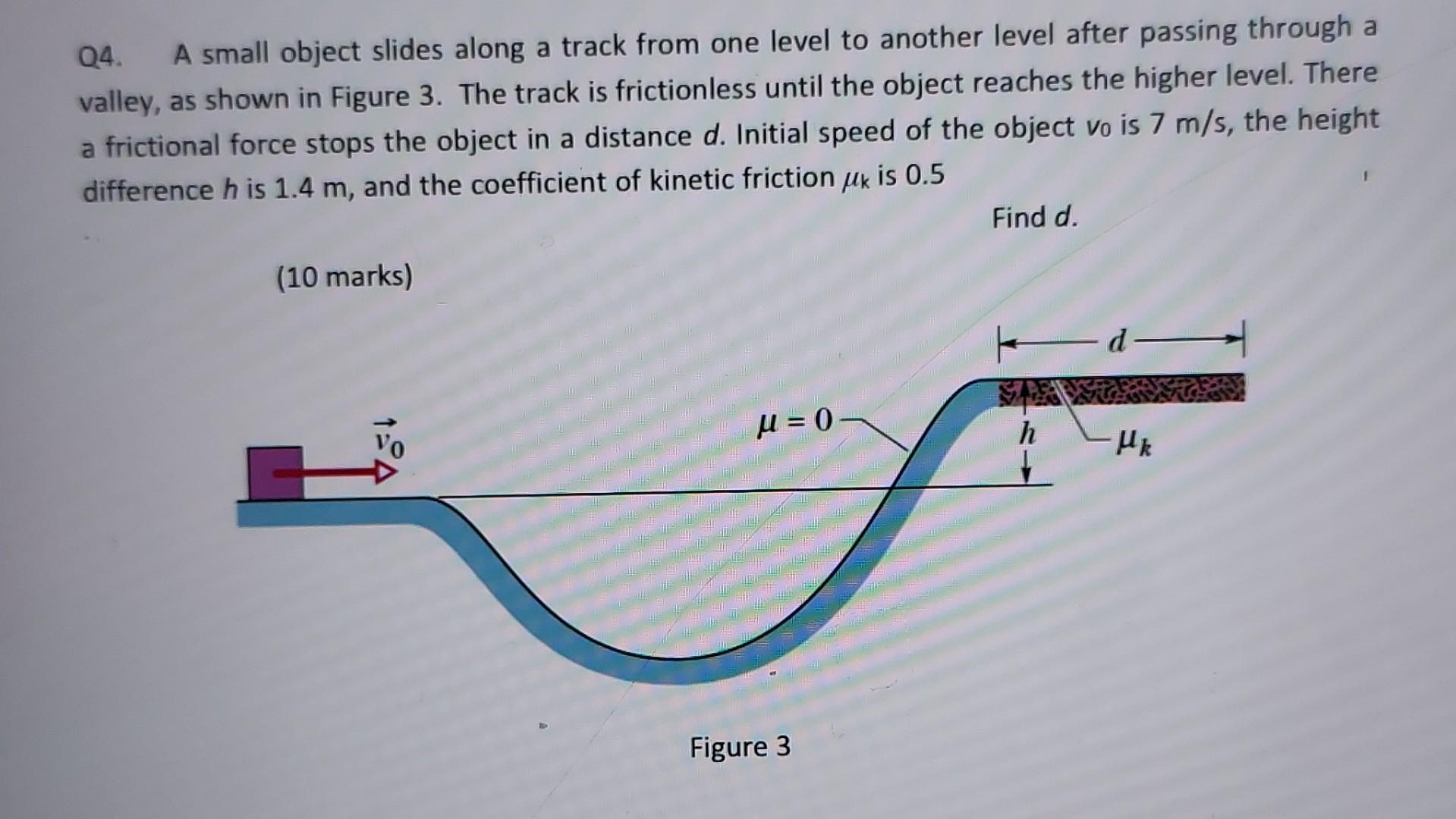 Solved Q4. A small object slides along a track from one | Chegg.com