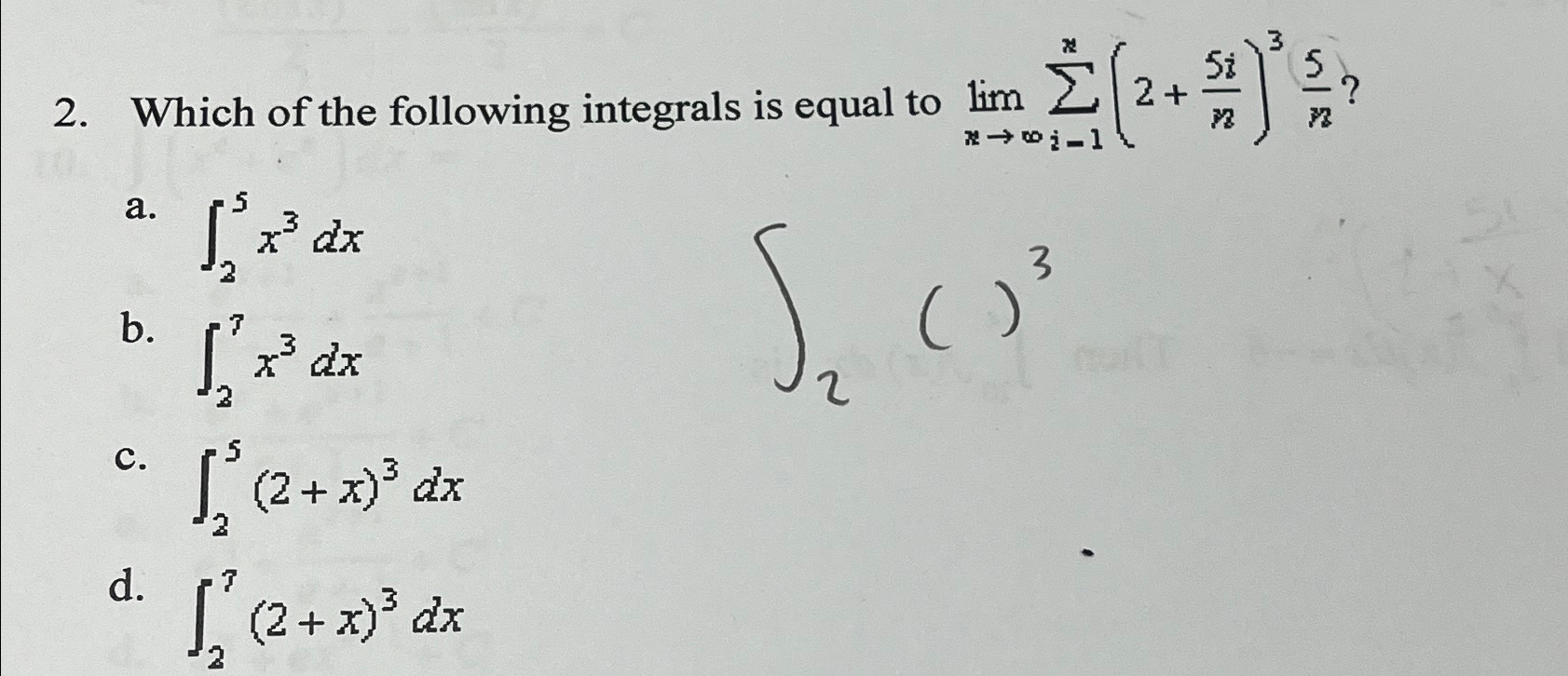 Solved Which of the following integrals is equal to | Chegg.com