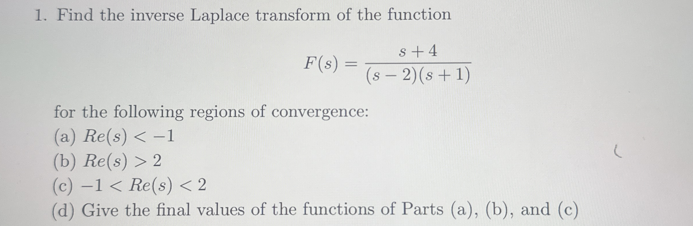 Solved Find the inverse Laplace transform of the | Chegg.com