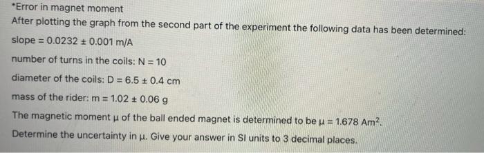 Solved “Error in magnet moment After plotting the graph from | Chegg.com