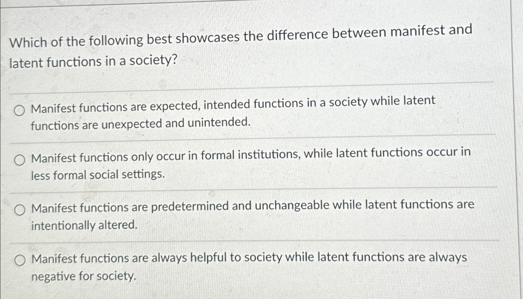 Solved Which of the following best showcases the difference | Chegg.com
