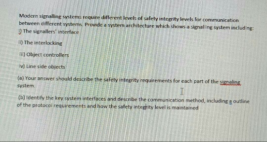 Solved Modern signalling systems require different levels of | Chegg.com