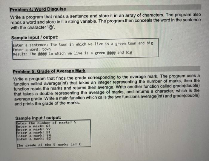 Solved Problem 4: Word Disguise Write a program that reads a | Chegg.com