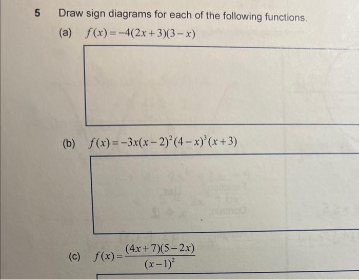 Solved Draw sign diagrams for each of the following | Chegg.com