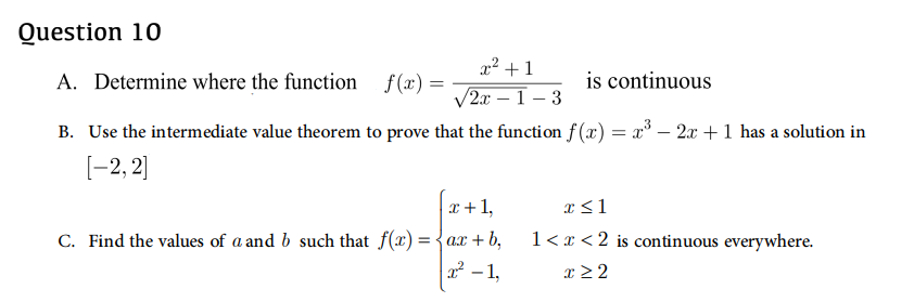 Solved Question 10A. ﻿Determine where the function | Chegg.com