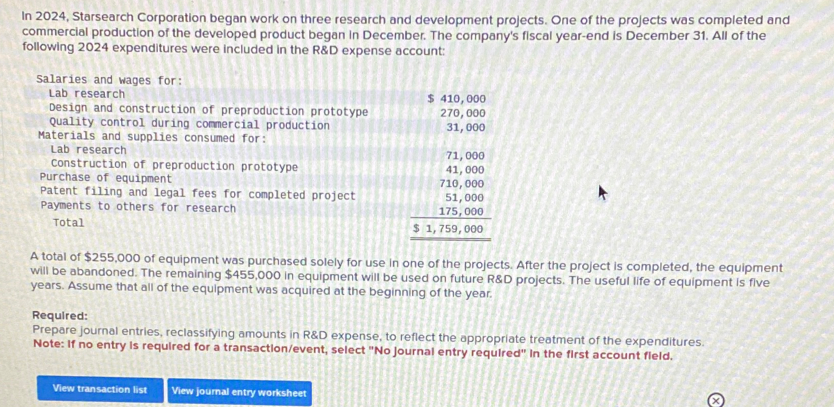 In 2024, ﻿Starsearch Corporation began work on three | Chegg.com