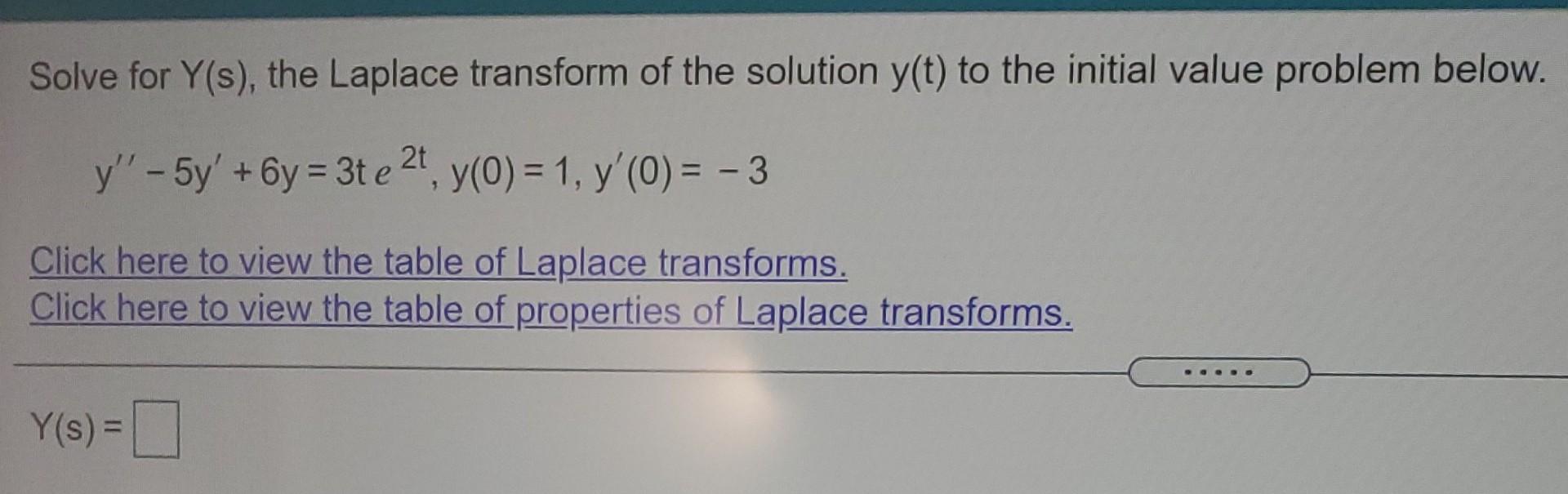 Solved Solve for Y(s), the Laplace transform of the solution | Chegg.com