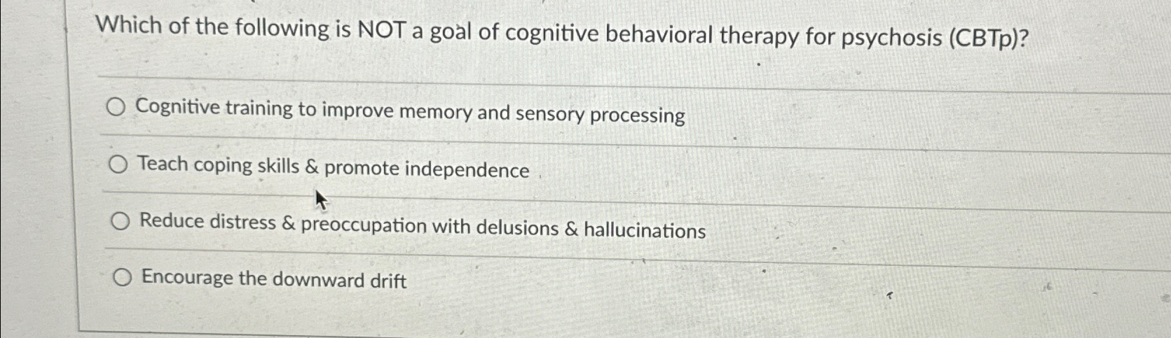 Solved Which of the following is NOT a goal of cognitive | Chegg.com