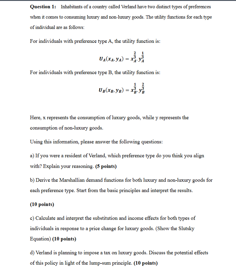 Solved Question 1: Inhabitants of ﻿a country called Verland | Chegg.com