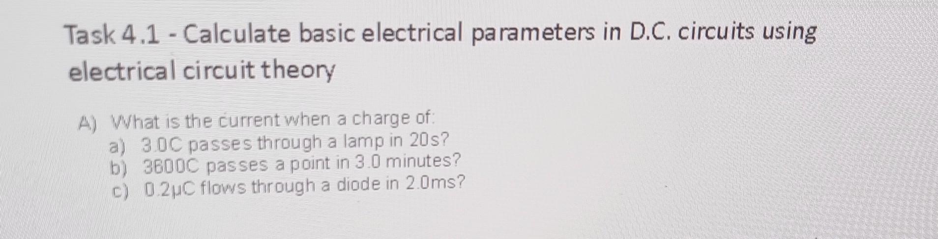 Solved Task 4.1 - Calculate basic electrical parameters in | Chegg.com