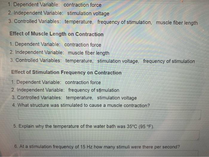 Solved 1. Dependent Variable: contraction force 2. | Chegg.com