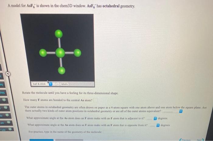 Solved A model for BrF; is shown in the Imol window. BrF, | Chegg.com