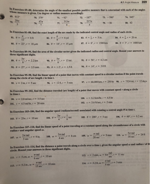 Solved 4.1 Angle Measure 359 ries 69-80, determine the angle | Chegg.com