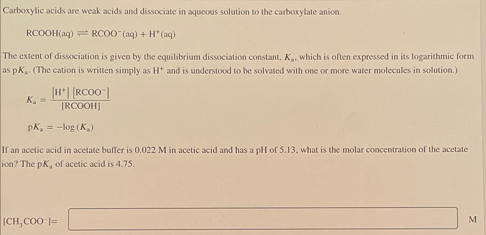 Solved Carboxylic acids are weak acids and dissociate in | Chegg.com
