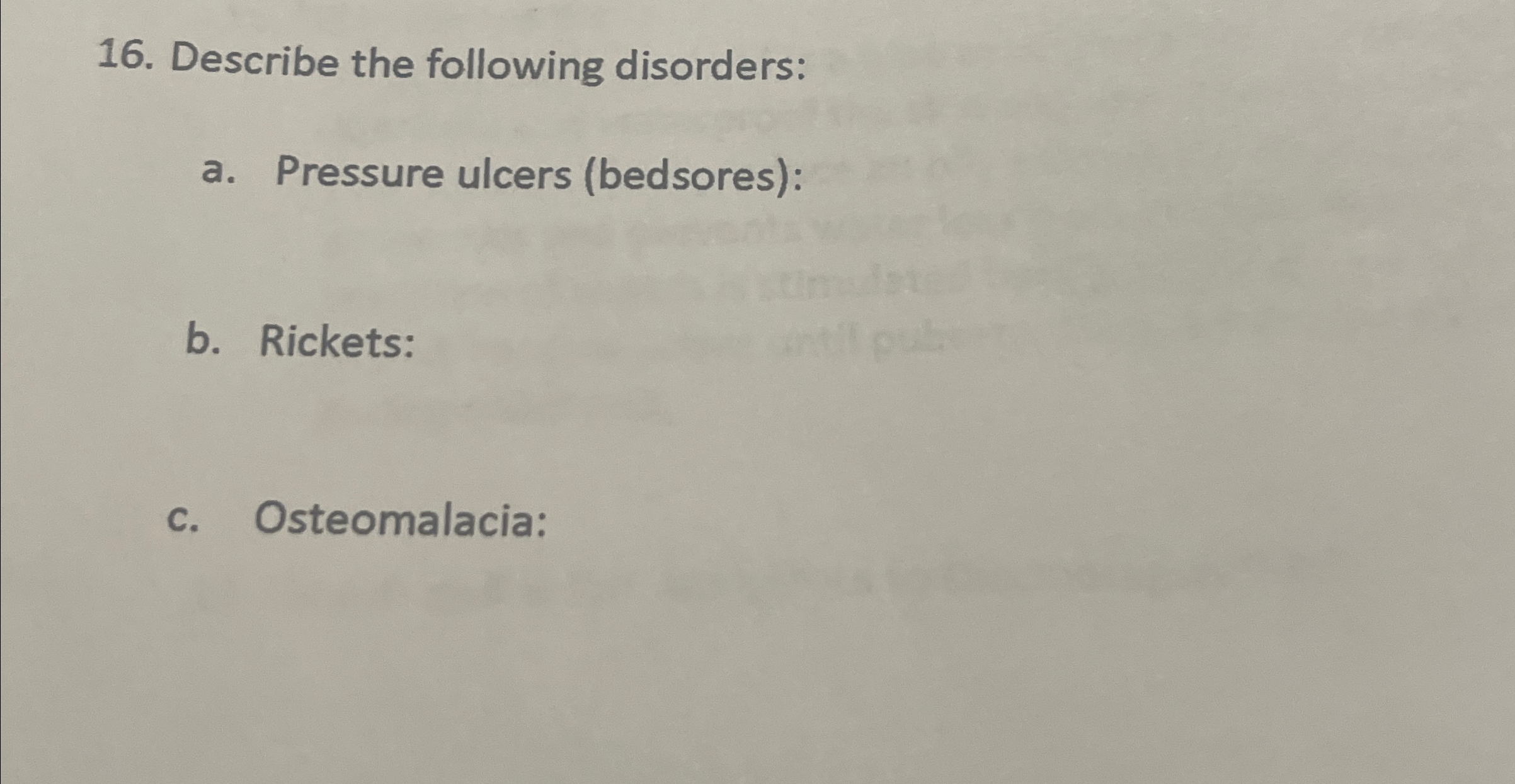 Solved Describe the following disorders:a. ﻿Pressure ulcers | Chegg.com