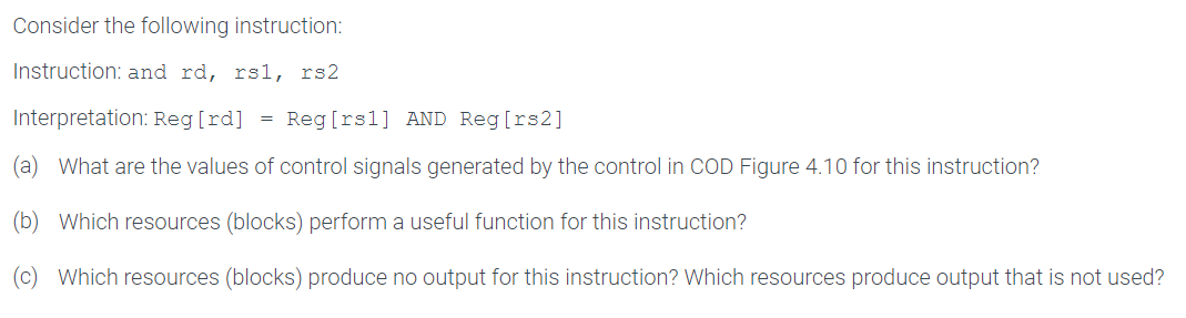 Solved Consider the following instruction:Instruction: and | Chegg.com