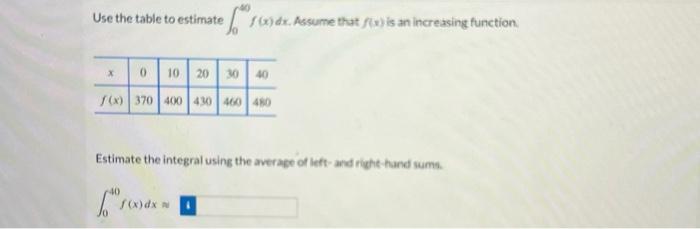 Solved Use the table to estimate ∫08f(x)dx. Estimate the | Chegg.com